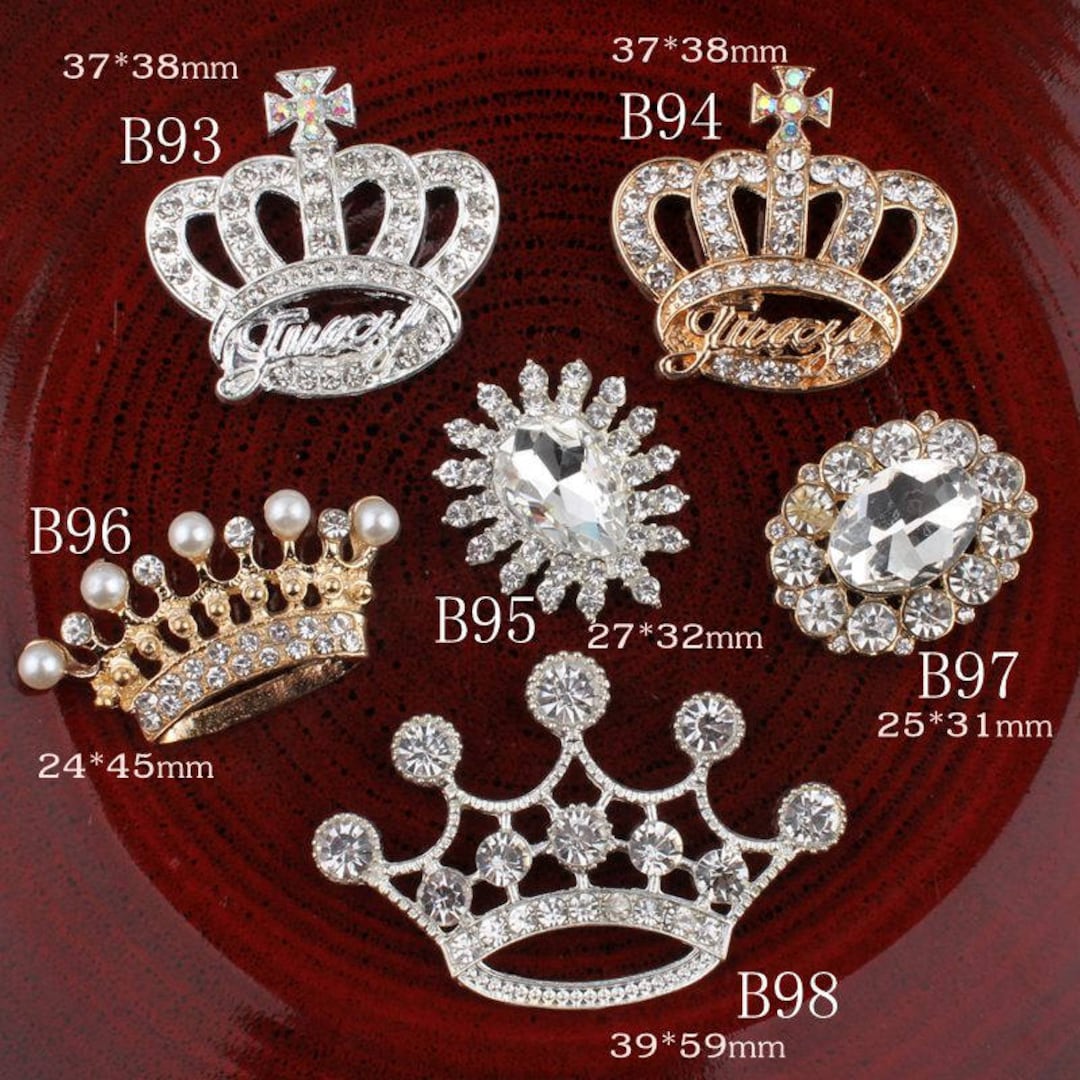 Vintage Crown/oval/flower Metal Rhinestone Buttons Bling Flatback ...