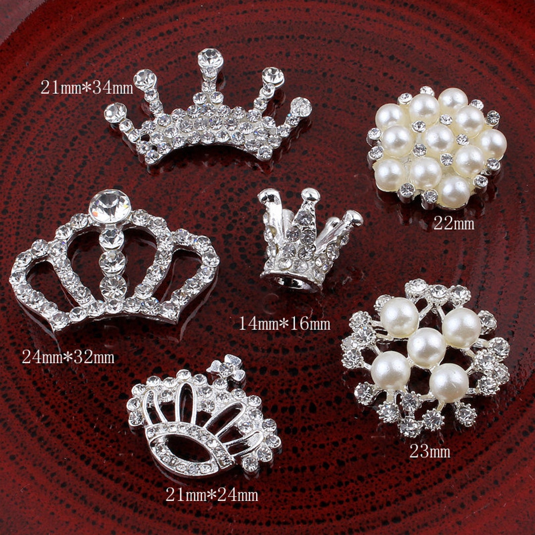 Crown/round/snow/flower Metal Rhinestone Buttons for Craft Flatback ...