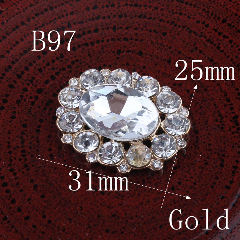 Vintage Crown/oval/flower Metal Rhinestone Buttons Bling - Etsy