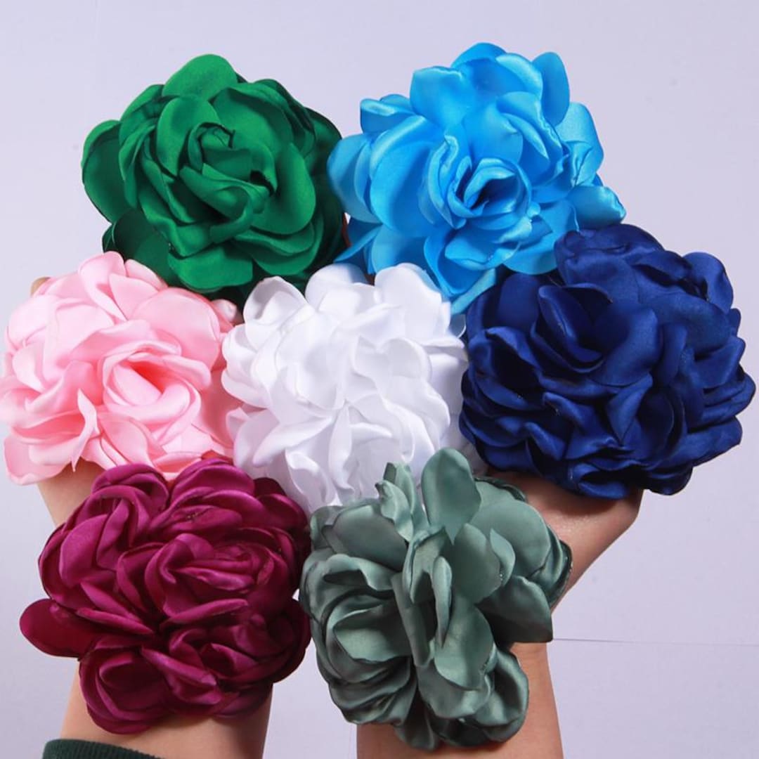 8CM Artificial Satin Rose Fabric Curling Flowers Clothing Dress Decor ...