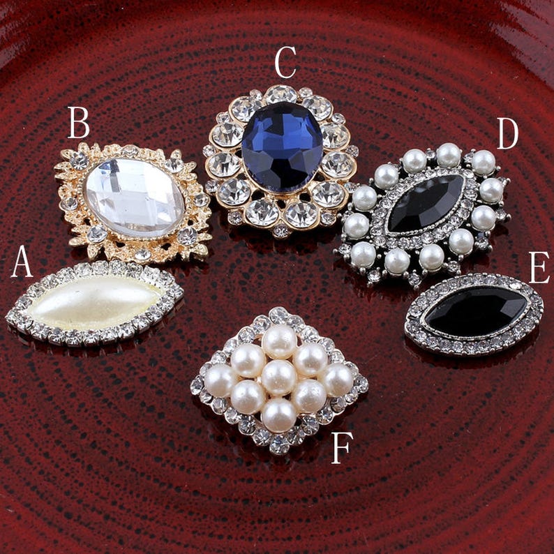 Rhinestone Pearl Flatback Buttons: Bling Embellishments for Crafts - Etsy
