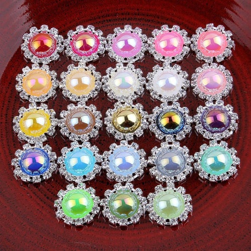 20MM Bling Round Decorative Flatback Crystal Pearl Buttons - Etsy