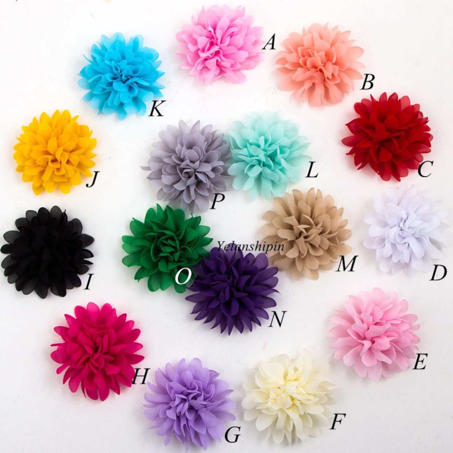 Soft Chiffon Flowers Flatback Flet Flower for Baby Hair Accessories ...