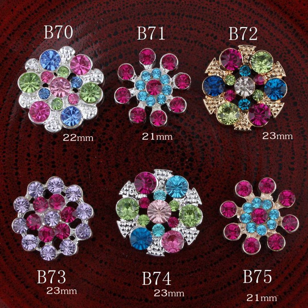 Vintage Flowers/round Colorful Rhinestone Buttons Bling Alloy Crystal ...