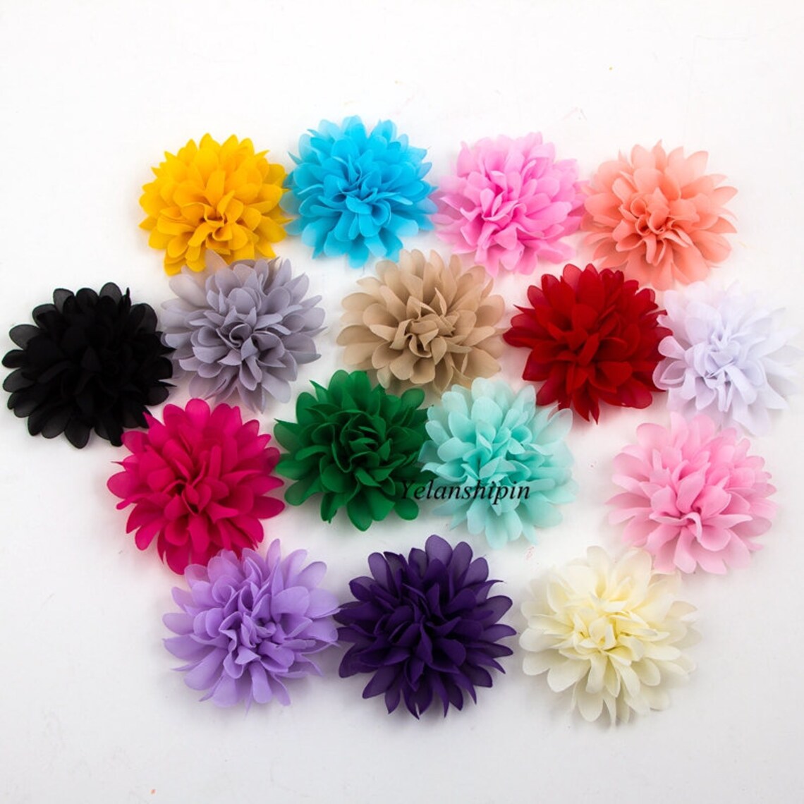 Soft Chiffon Flowers Flatback Flet Flower for Baby Hair Accessories ...
