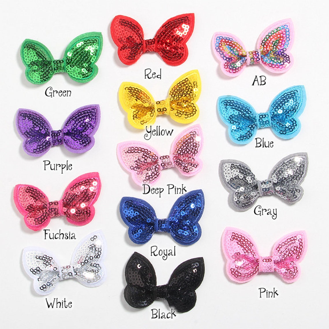 2.3" 6CM Mini Sequin Hair Bows for Girls Headband Boutique Butterfly ...