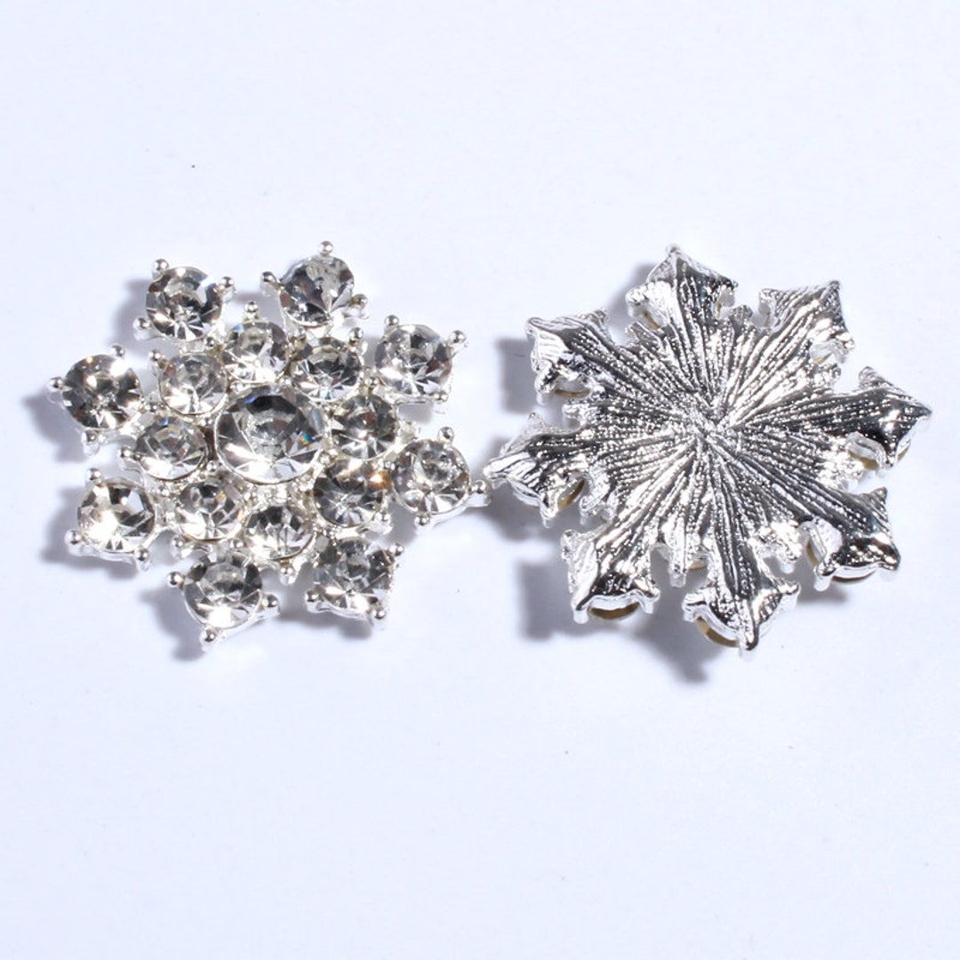 Bling Metal Snow Rhinestone Button Embellishment for Craft Flatback ...