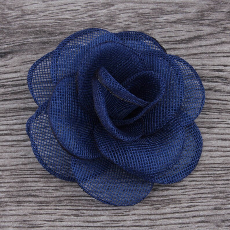 3.5cm Newborn Handmade Gauze Layered Hair Flower Vintage Rolled Rose ...