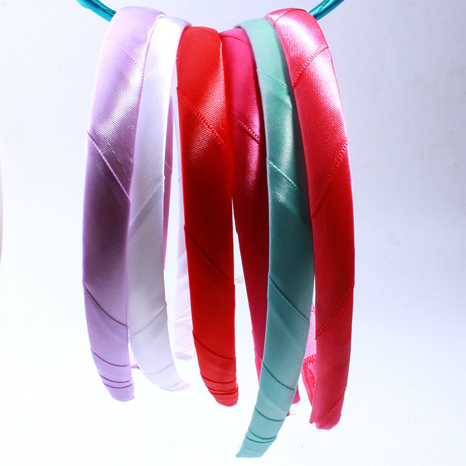 14MM Wide Fit All Age Solid Satin Covered Headbands for Women Ribbon ...