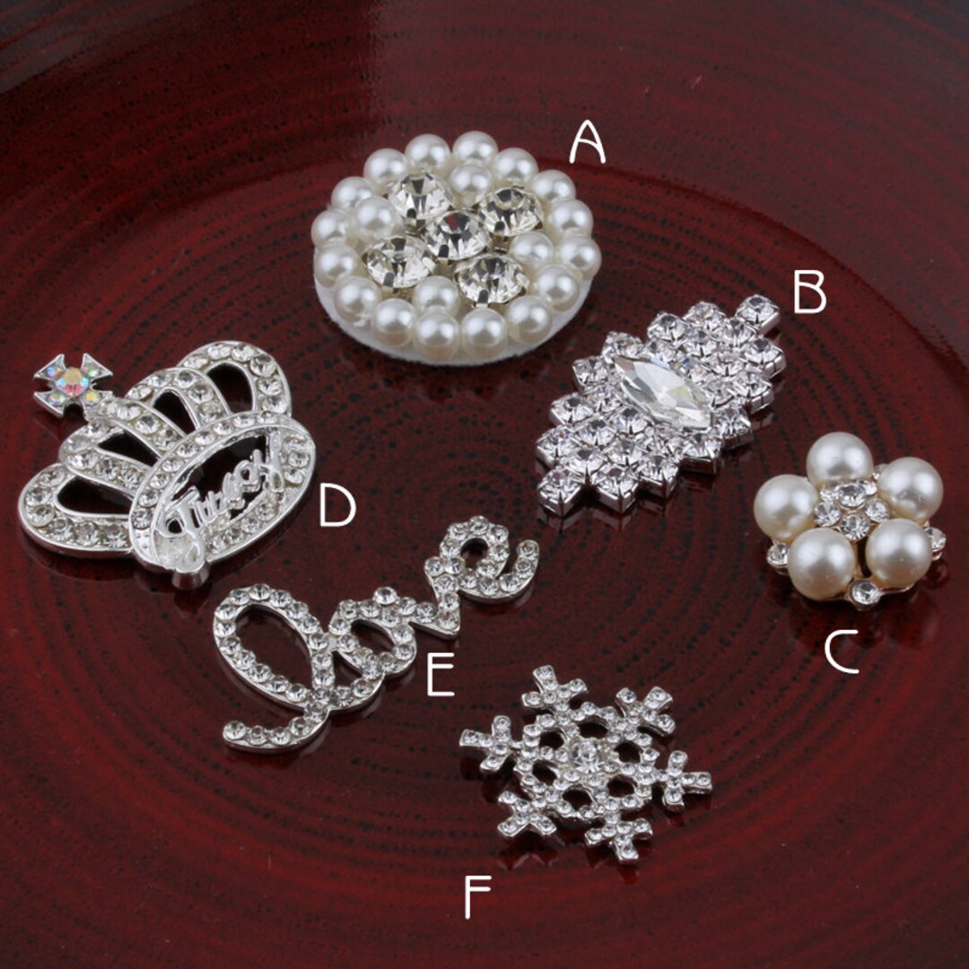 Hot Fix Metal Pearl Buttons for Girls Hair Accessories Alloy Crystal ...