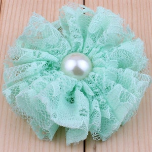 Frayed Mesh Lace Flowers With Pearl for Hair Accessories Shabby ...