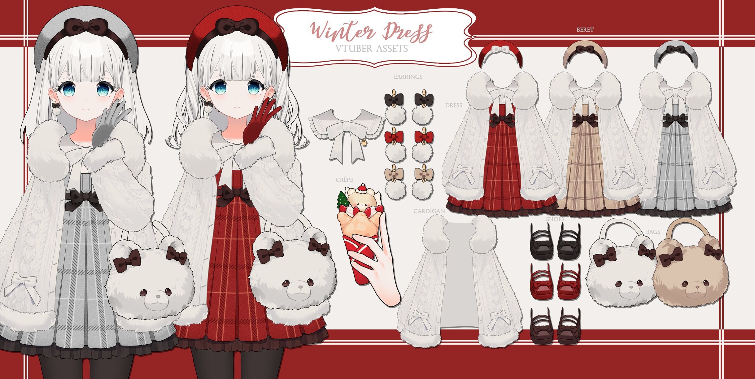 Vtuber Asset Bear Themed Winter/christmas Set 2022 Digital - Etsy Hong Kong