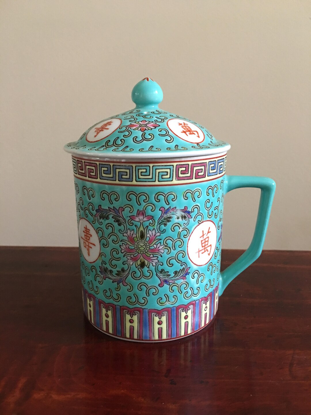 Vintage Porcelain Enameled Chinese Pitcher With Lid - Etsy