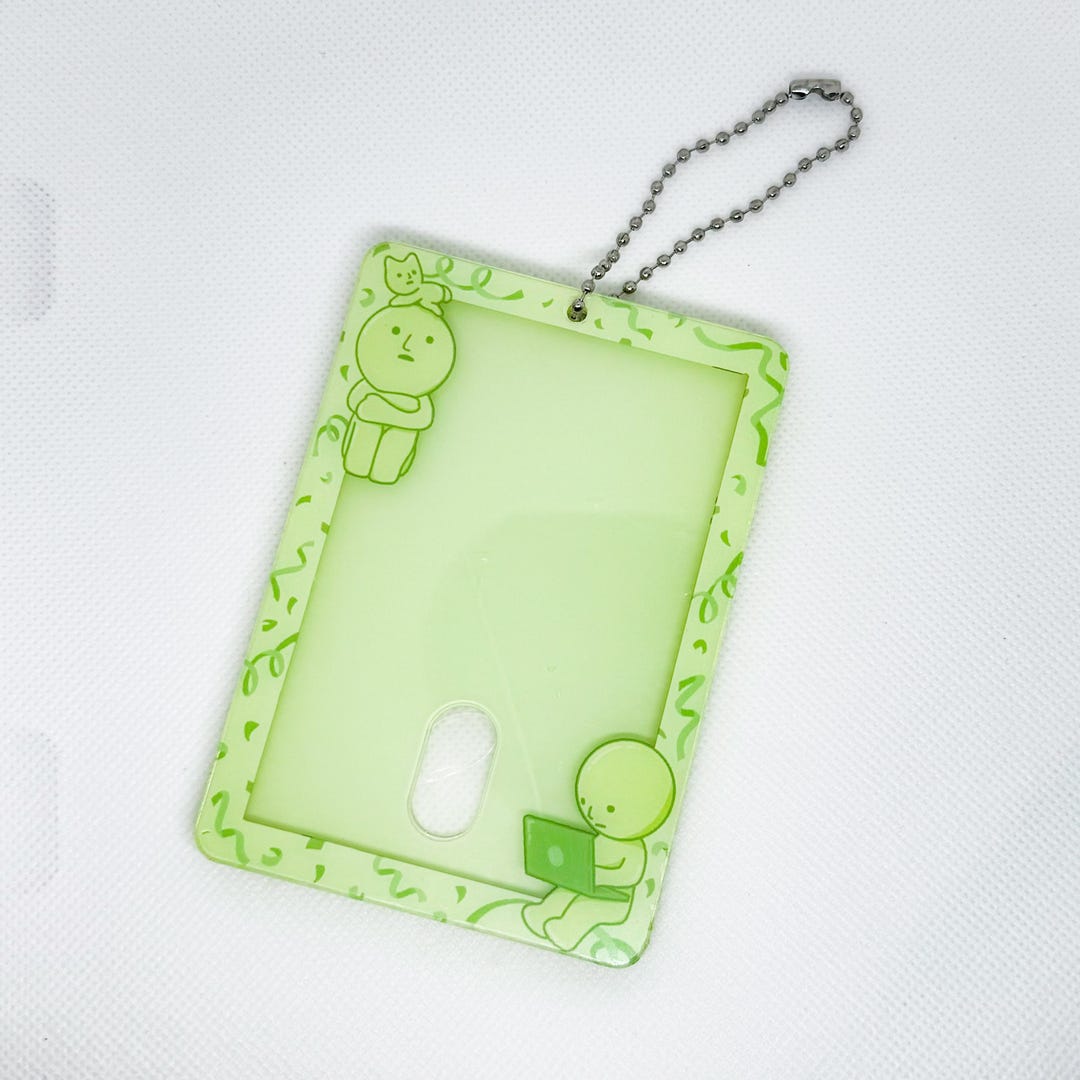 Silly Green Guy Photocard Holder Keychain - Etsy
