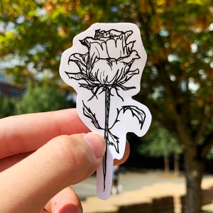 Rose Vinyl Laptop Sticker, Water Bottle Sticker, Flower Sticker, Nature ...
