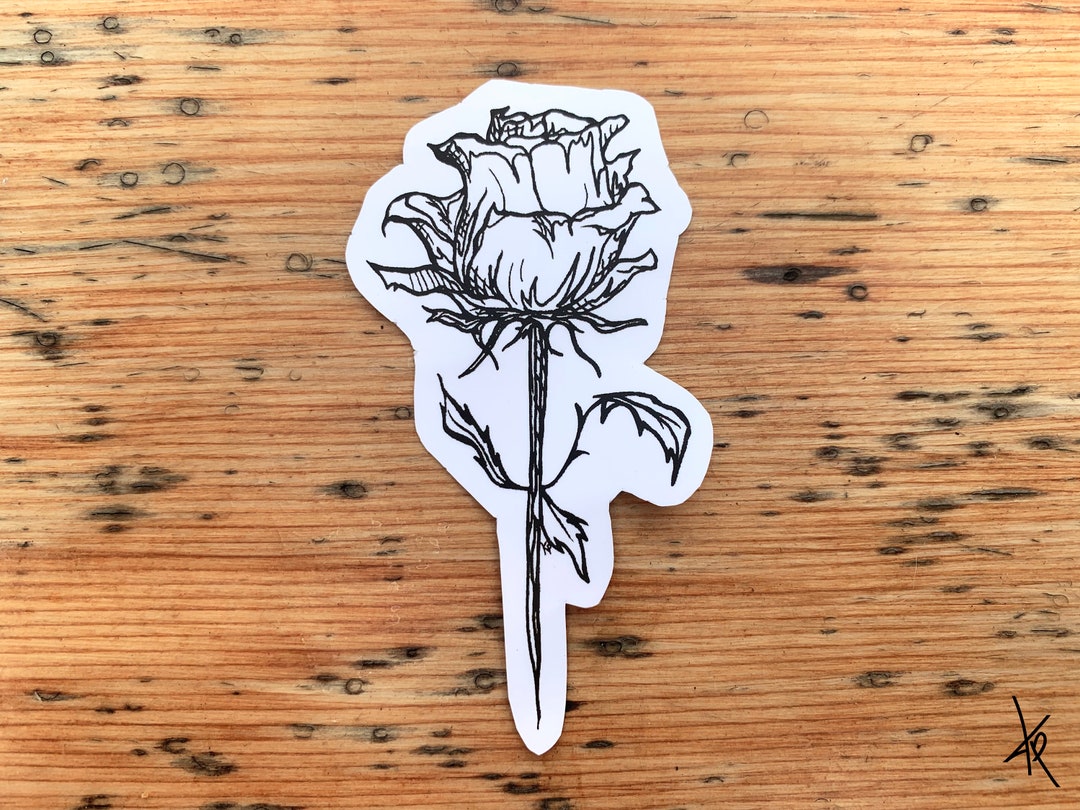 Rose Vinyl Laptop Sticker, Water Bottle Sticker, Flower Sticker, Nature ...