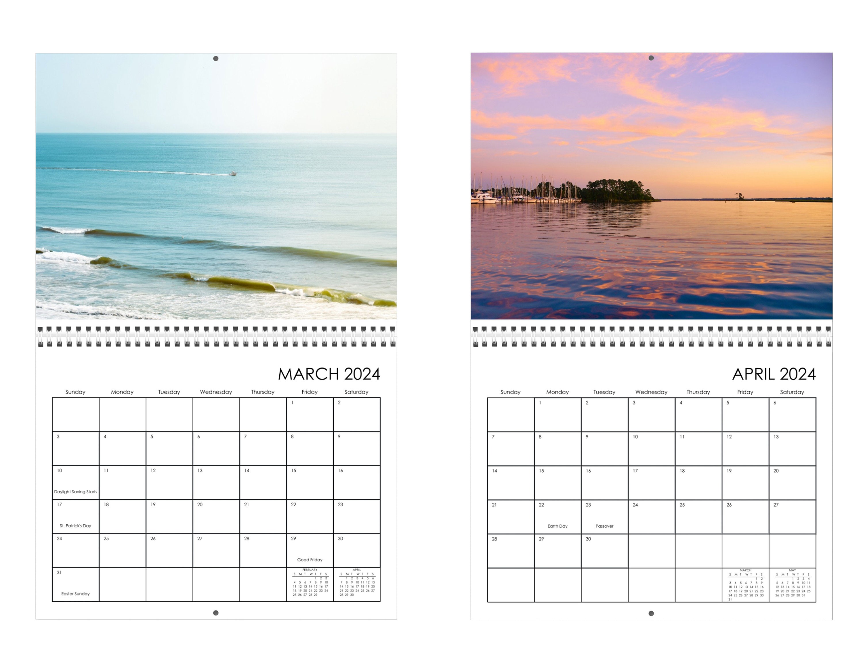 2024 Wall Calendar Coastal Calendar Beach Calendar Minimalist Calendar ...