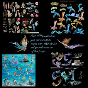 Digital Mermaid Backgrounds: Underwater Scenes, Treasure Chest, Island ...
