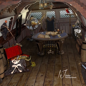 Pirates Cabin Background, Pirate Ship Backdrop for Studio Photographers ...