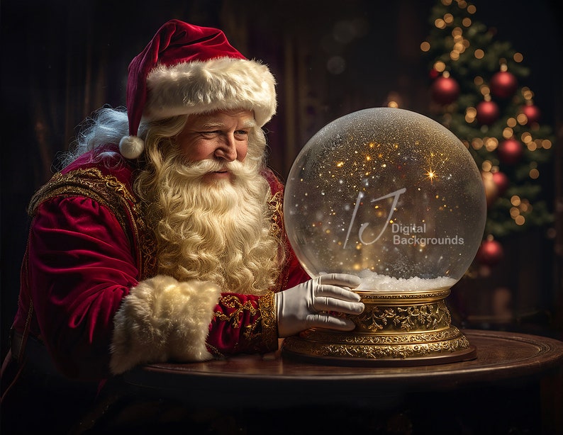 Santa's Snow Globe, Christmas Background Overlay, Digital Backdrop for ...