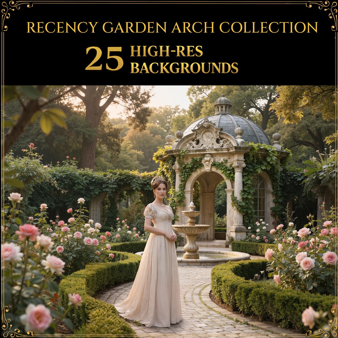 Victorian Regency Garden Arch Background Set – Digital Backgrounds for ...
