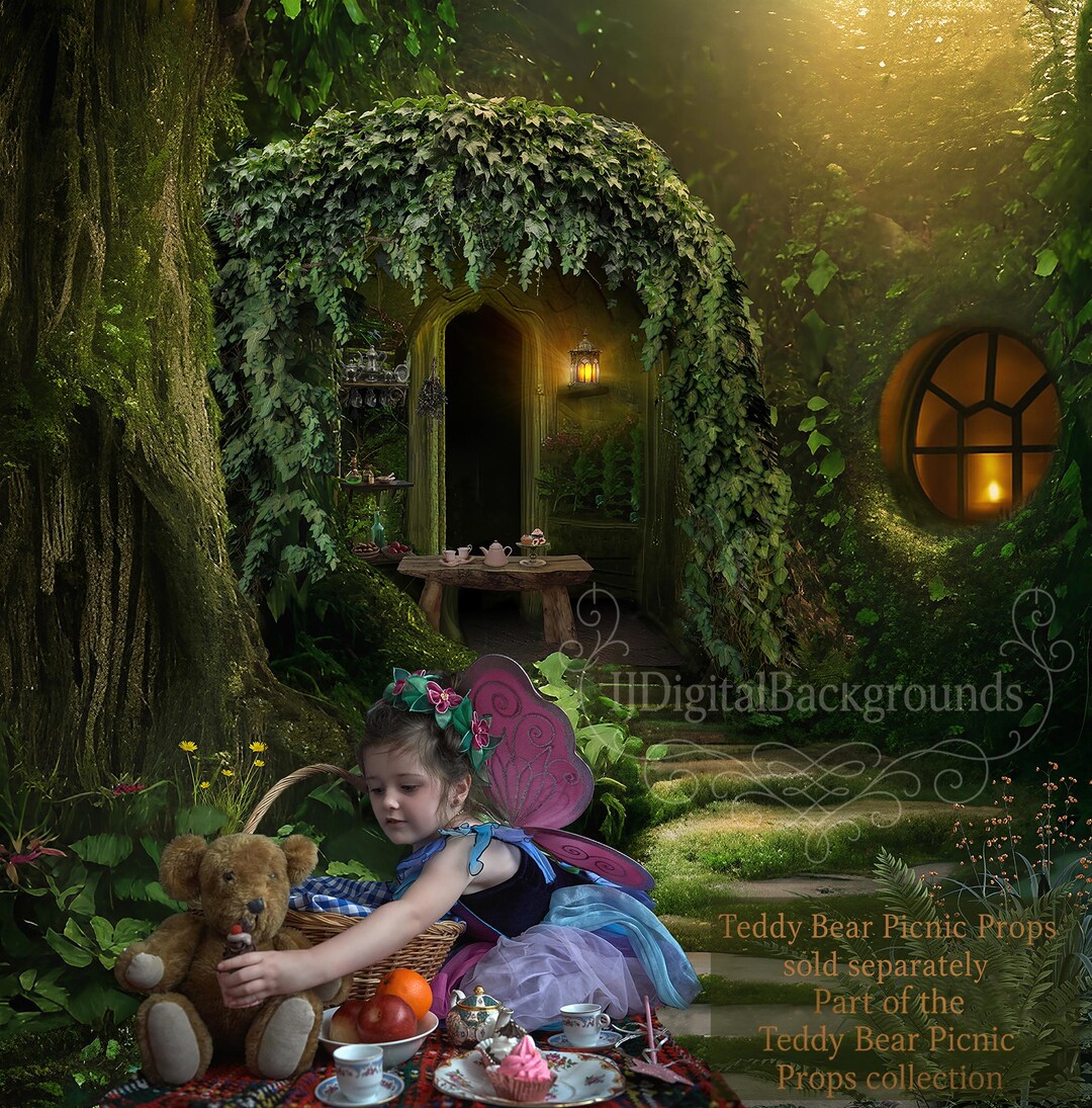 Fairy House in the Woods Digital Background, Enchanted Forest Photoshop ...