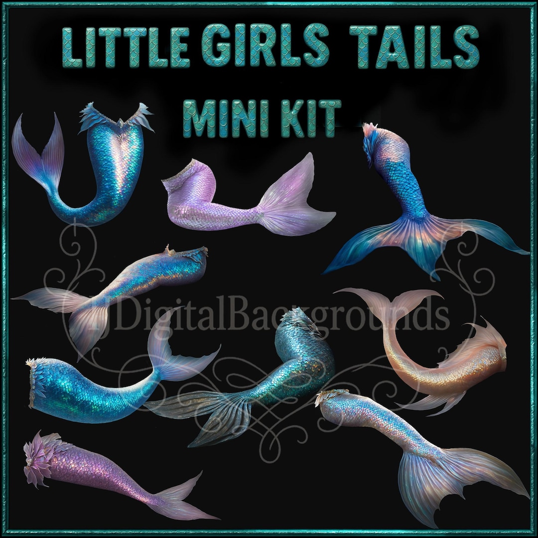 Mermaid Tail Pngs for Little Girl Photo Edits, Fantasy Overlays for ...