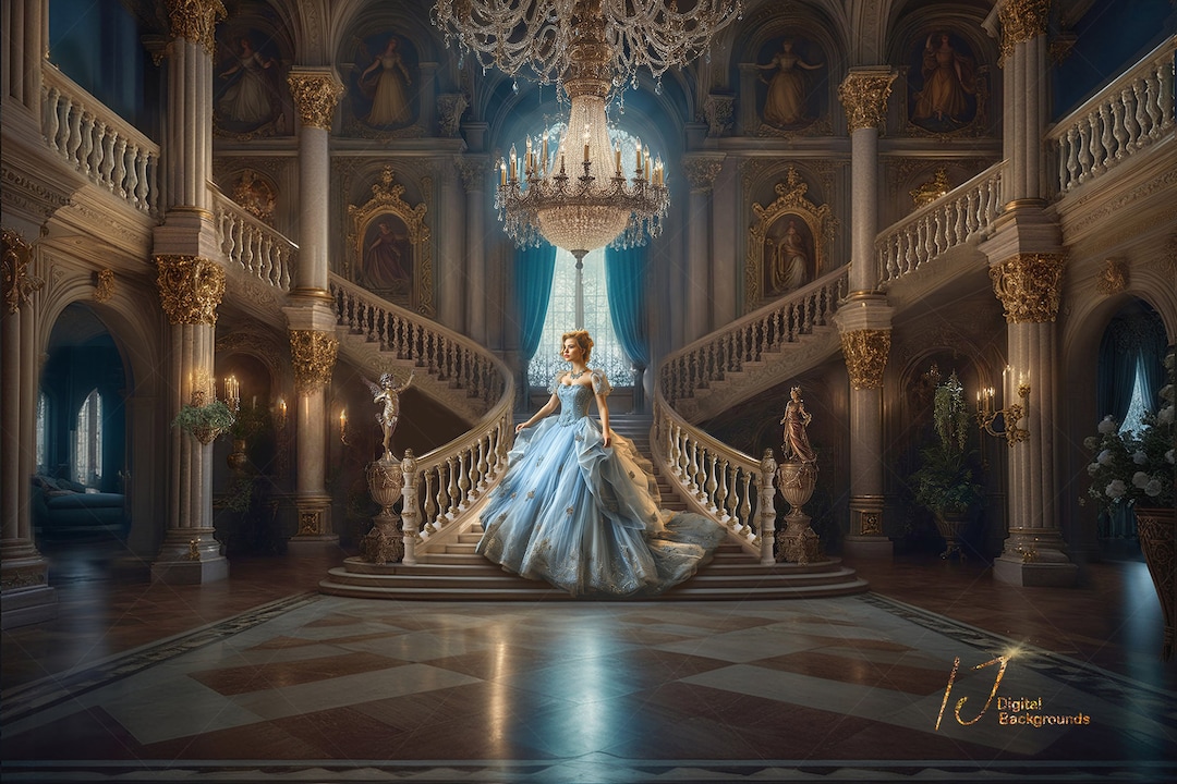 Cinderella Grand Staircase, Digital Backdrop Download, Fantasy ...