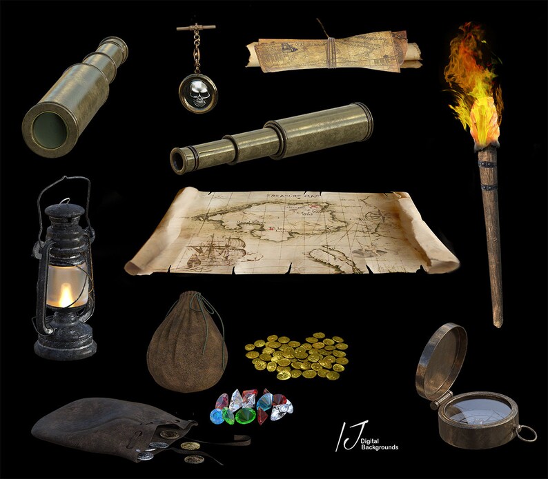 Pirates Adventure Overlay Png Files, Treasure Chests, Pirate Maps and ...