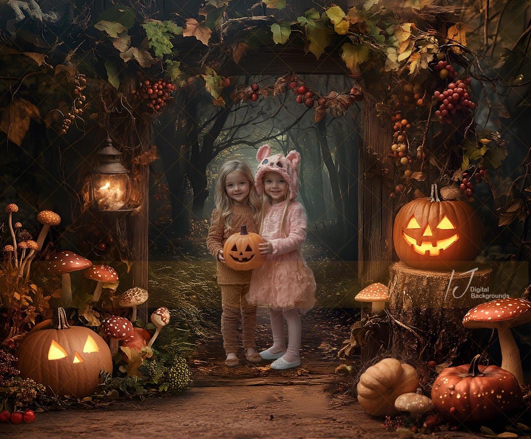 Halloween Forest Frame 4, Childrens Fantasy Digital Background for ...
