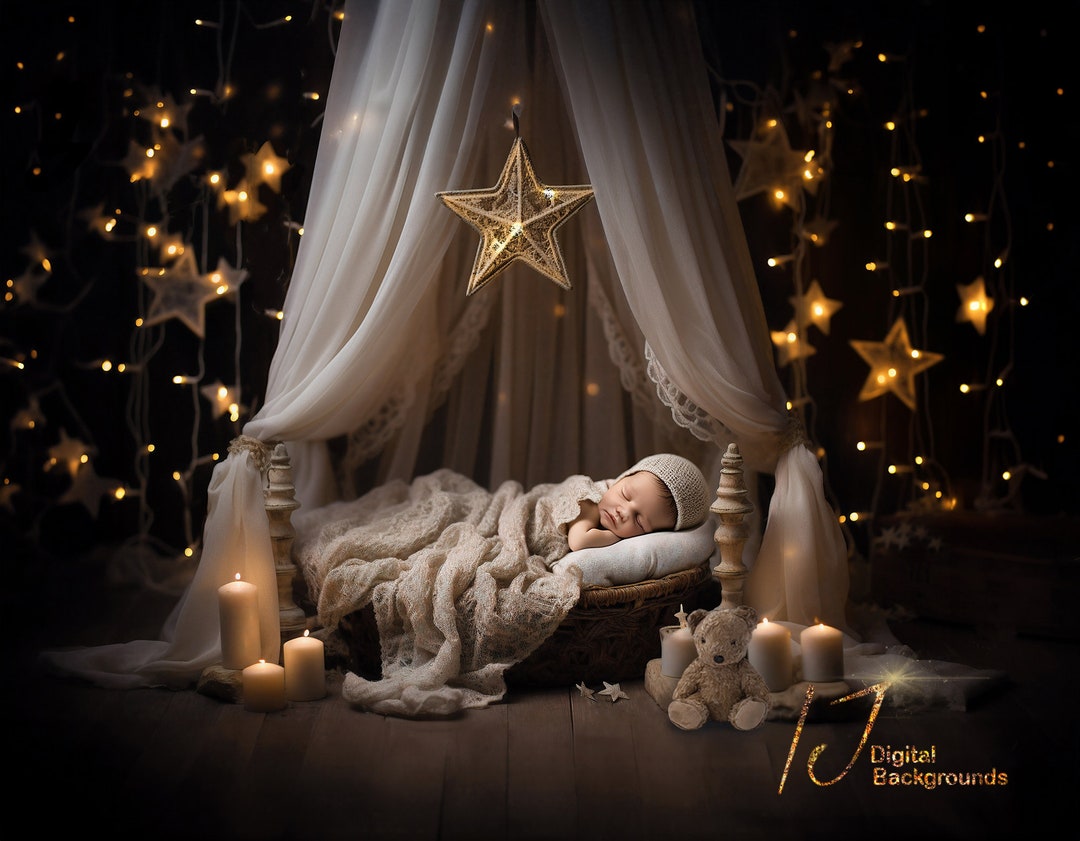 Newborn Christmas Stars Digital Backdrop, Background for Photographers ...