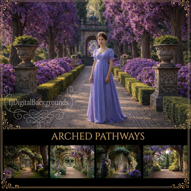 Victorian Regency Garden Arch Background Set – Digital Backgrounds for ...