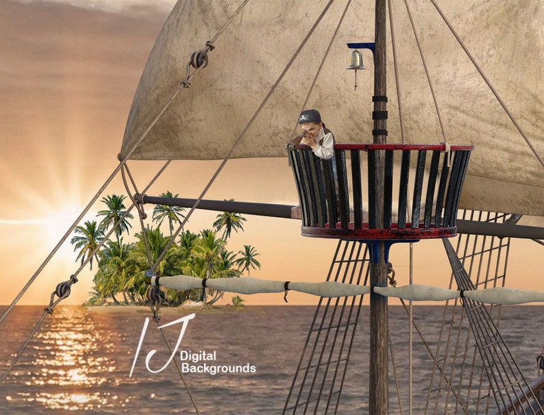 Pirates Ship Background Crows Nest Backdrop for Studio - Etsy