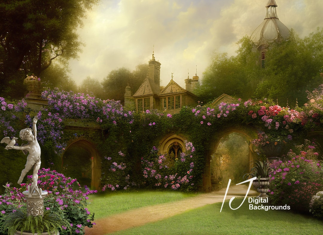 English Garden, Digital Background, Backdrop for Studio Portrait ...