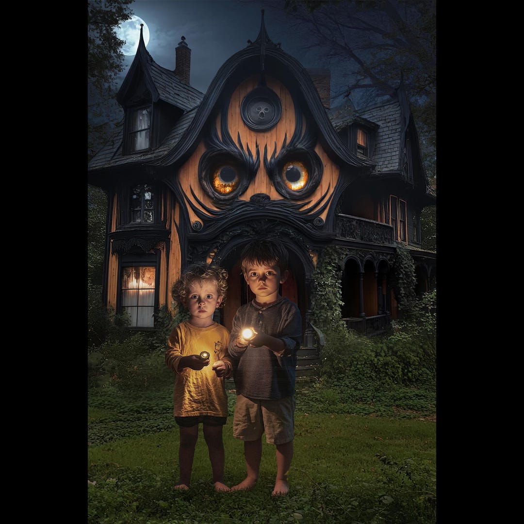 Halloween Scary Monster House 2, Childrens Fantasy Digital Background ...
