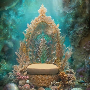 Mermaid Underwater Throne Digital Background With Bonus Tail, Studio ...