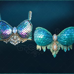 Mermaid Top PNG Overlays for Studio Photography, Fantasy Shell and ...