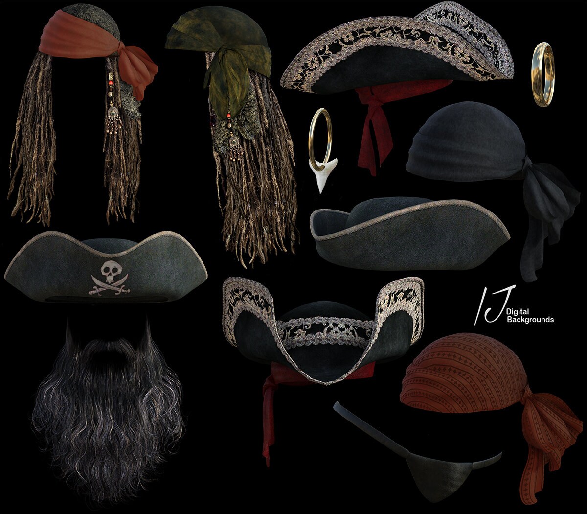 Pirates Adventure Overlay Png Files, Pirate Outfits, Pirate Hats ...
