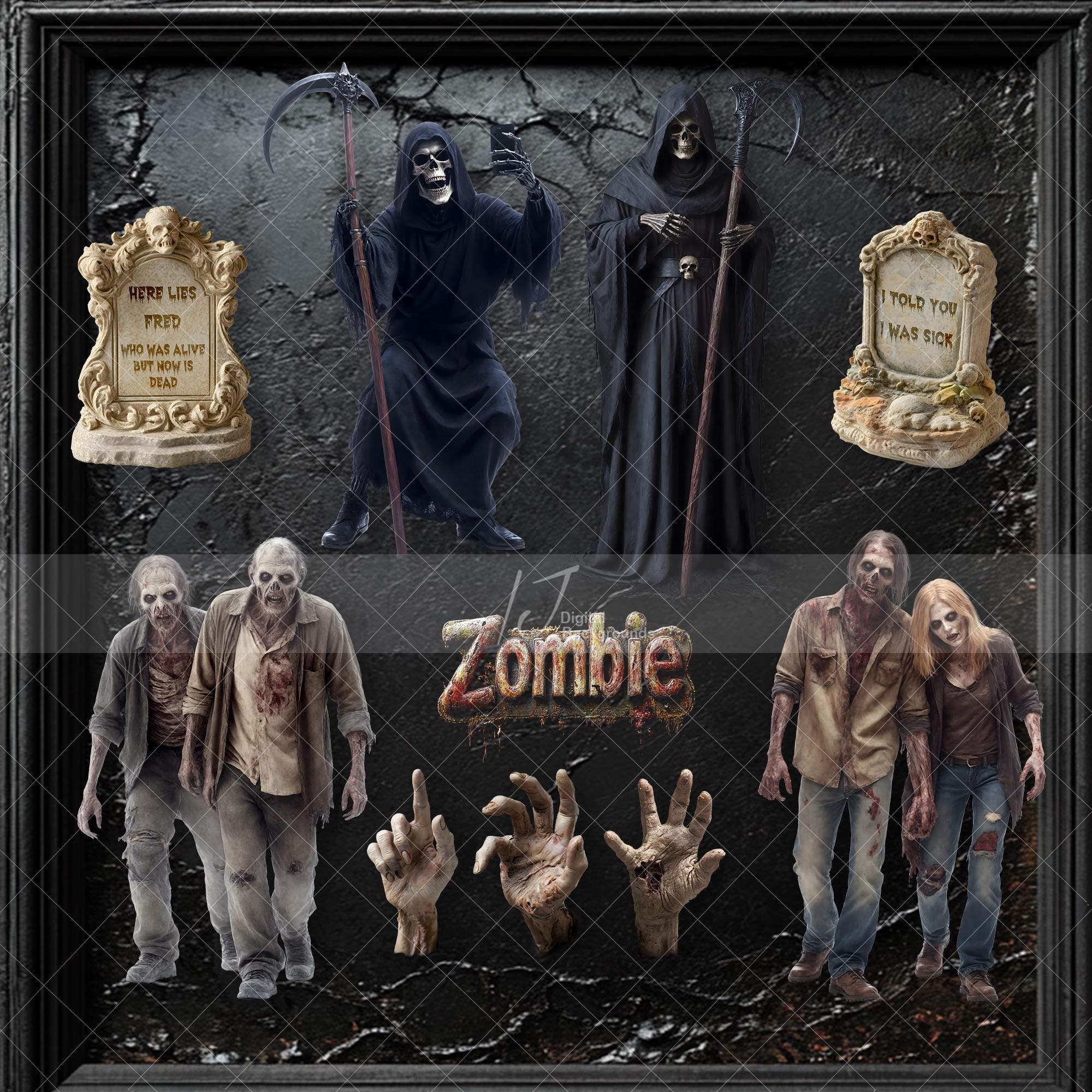 Halloween Props Png Overlays Mega Kit, Zombies, Ghosts, Treats ...
