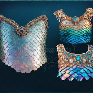 Mermaid Top PNG Overlays for Studio Photography, Fantasy Shell and ...