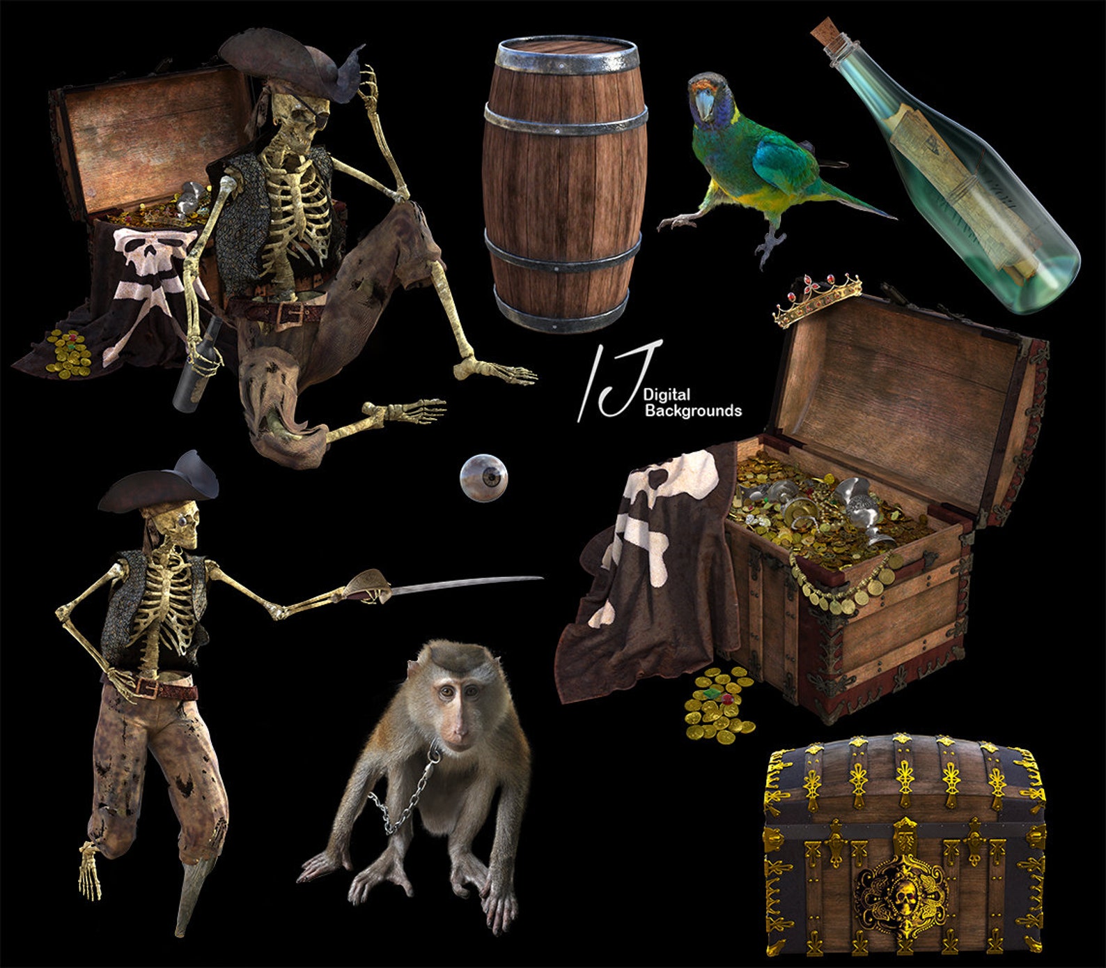 Pirates Adventure Overlay Png Files, Treasure Chests, Pirate Maps and ...