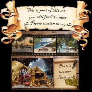 Pirates Treasure Island Background, Pirate Ship and Buried Treasure ...