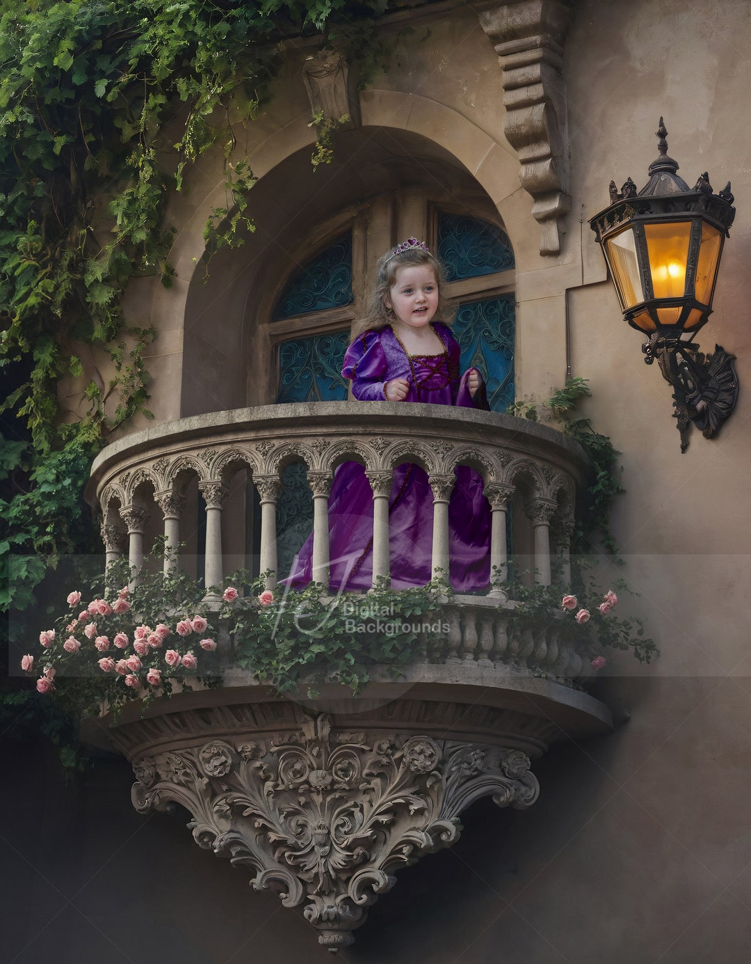 Fairytale Princess Castle Balcony, Fantasy Digital Background for ...