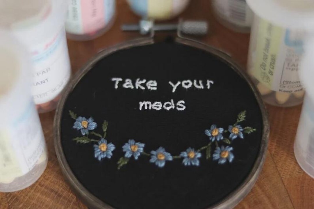 Take Your Meds Embroidery Pattern PDF – Mental Health, Self Care ...