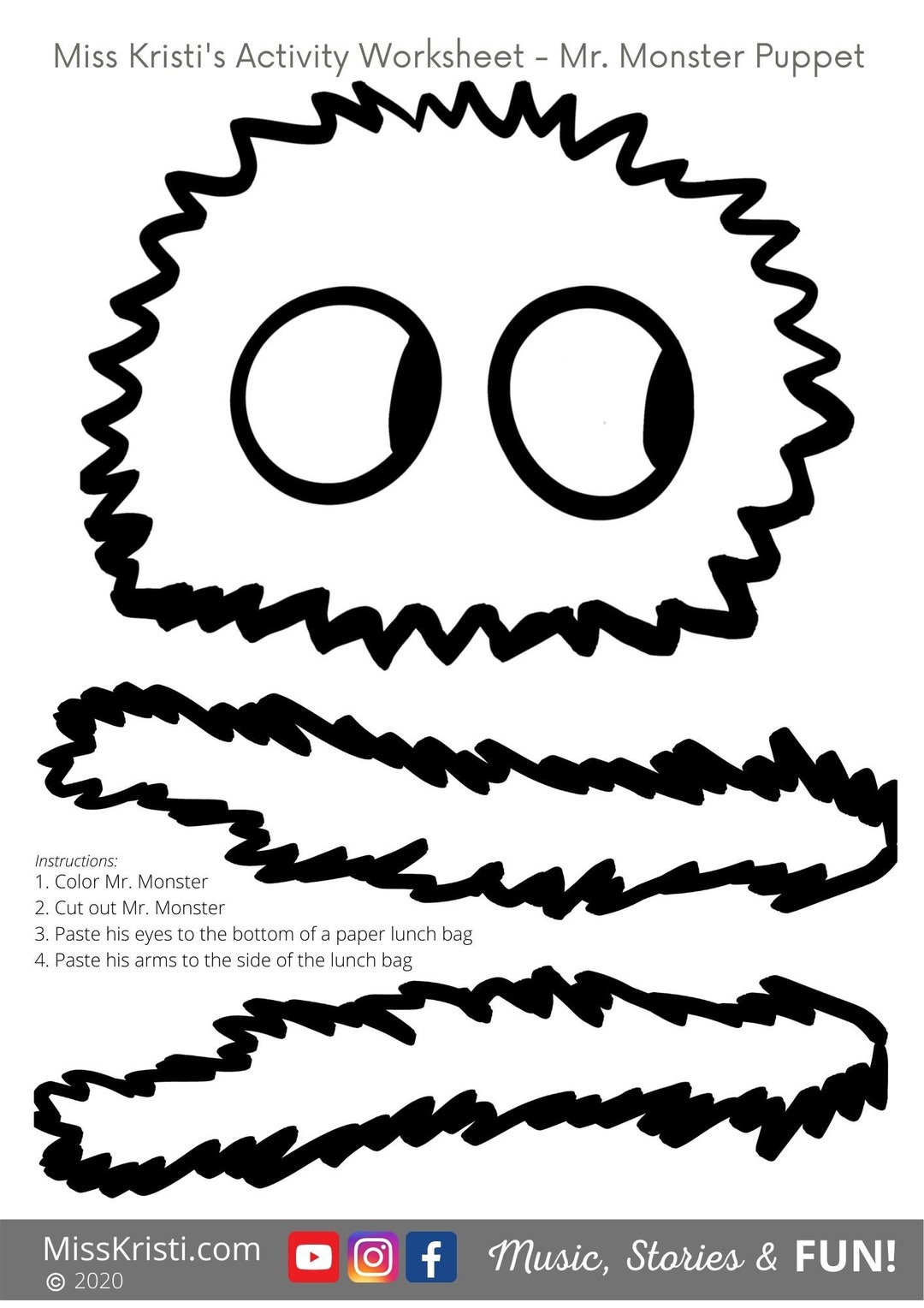 Mr Monster Puppet INSTANT DOWNLOAD - Etsy