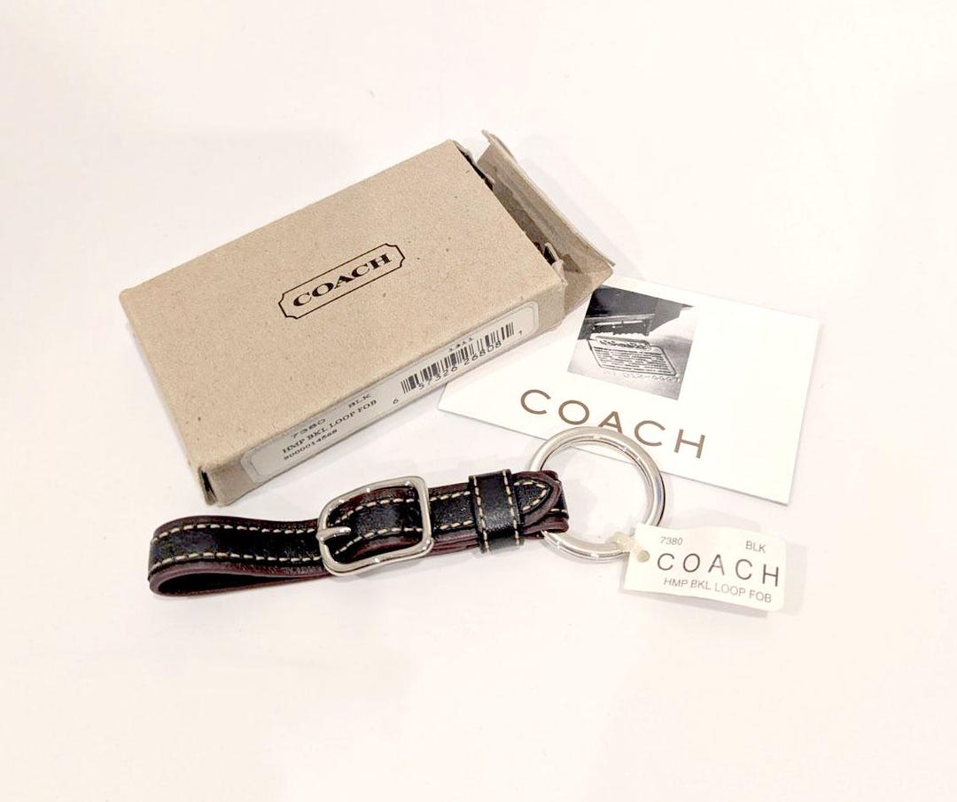NEW Old Stock! Coach Buckle Loop Valet Keychain Key Fob Black W Brown ...