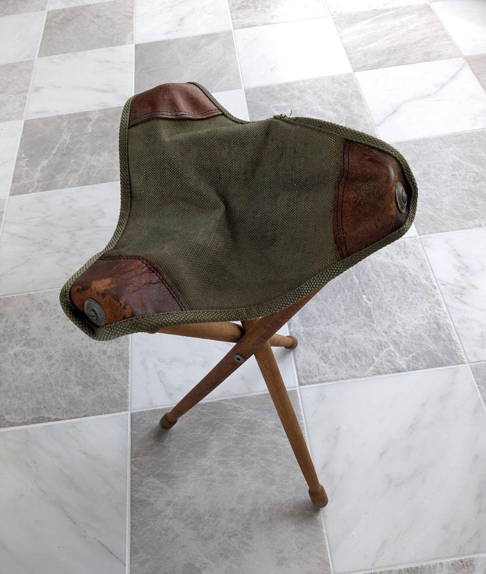 Authentic WWII Sniper Camp Stool Tri Pod Leather and Green Canvas - Etsy
