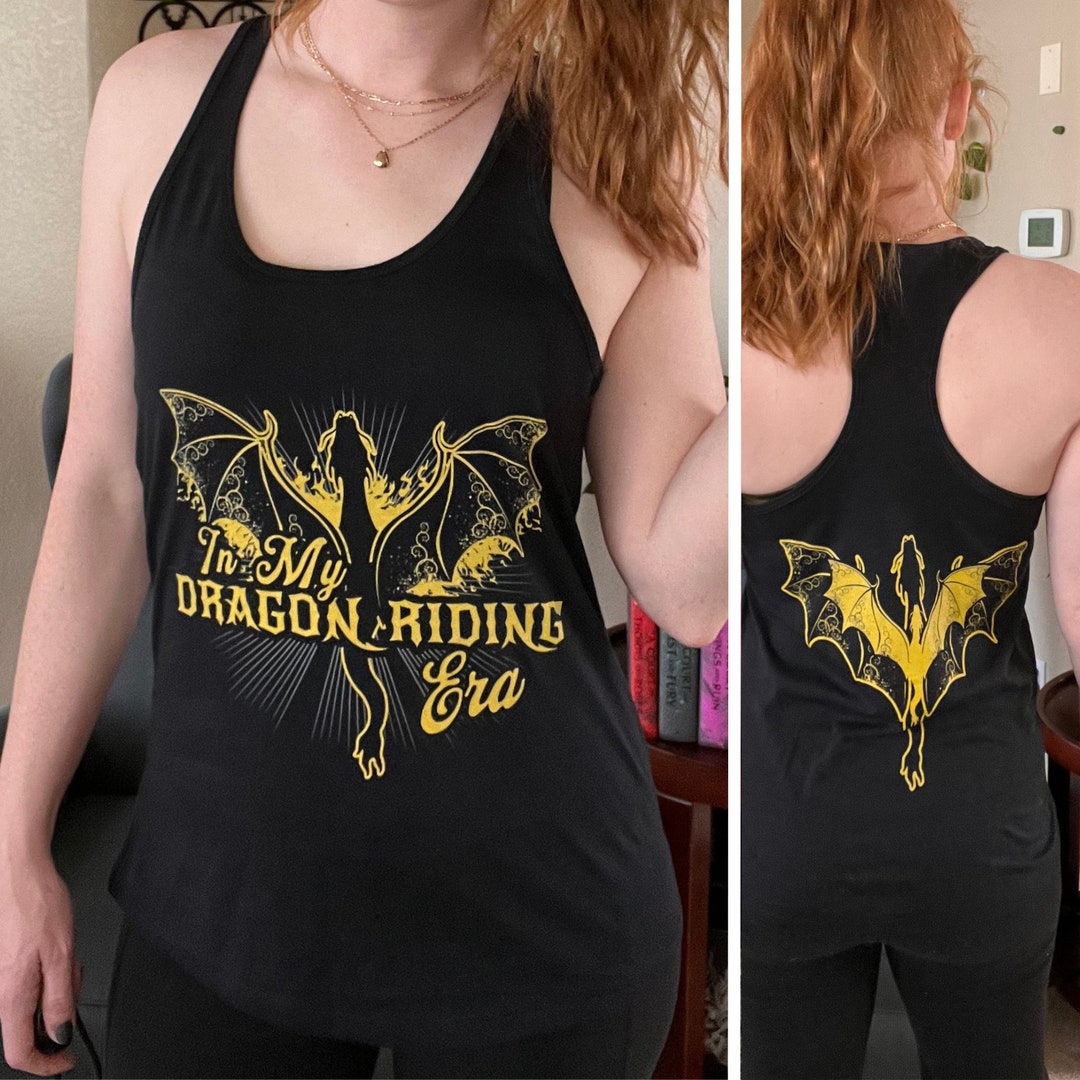 In My Dragon Riding Era Tank, Dragon Tank Top, Fantasy Bookish Shirt ...