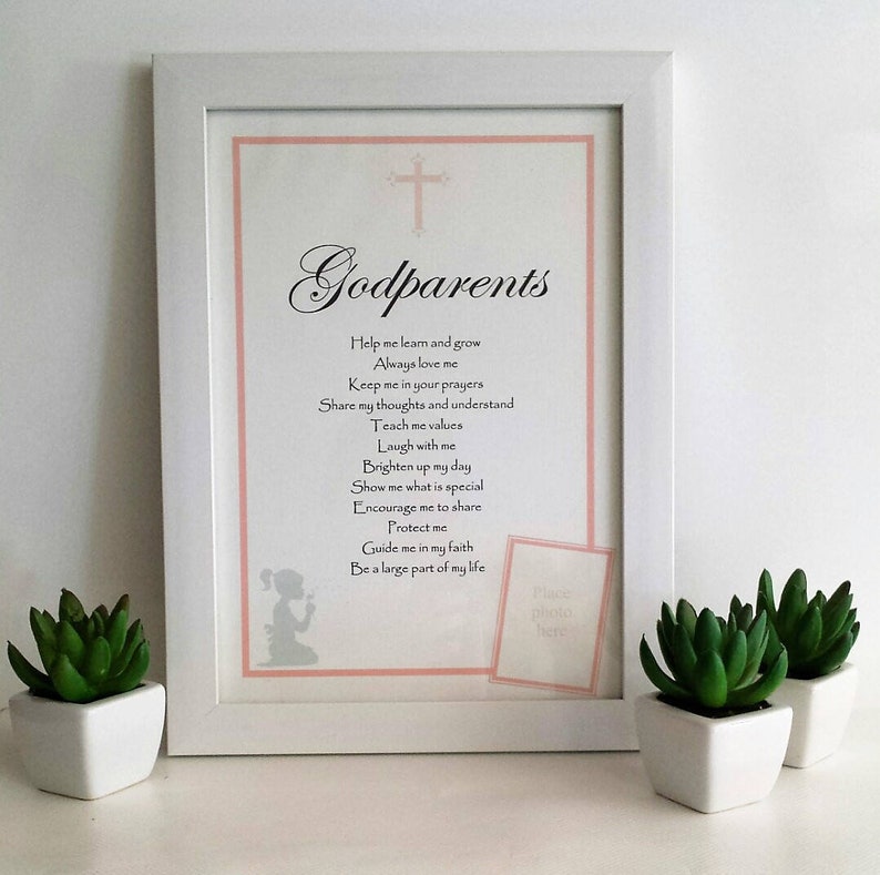 Personalised Godparents Gift for Baptism or Christening With Poem and ...