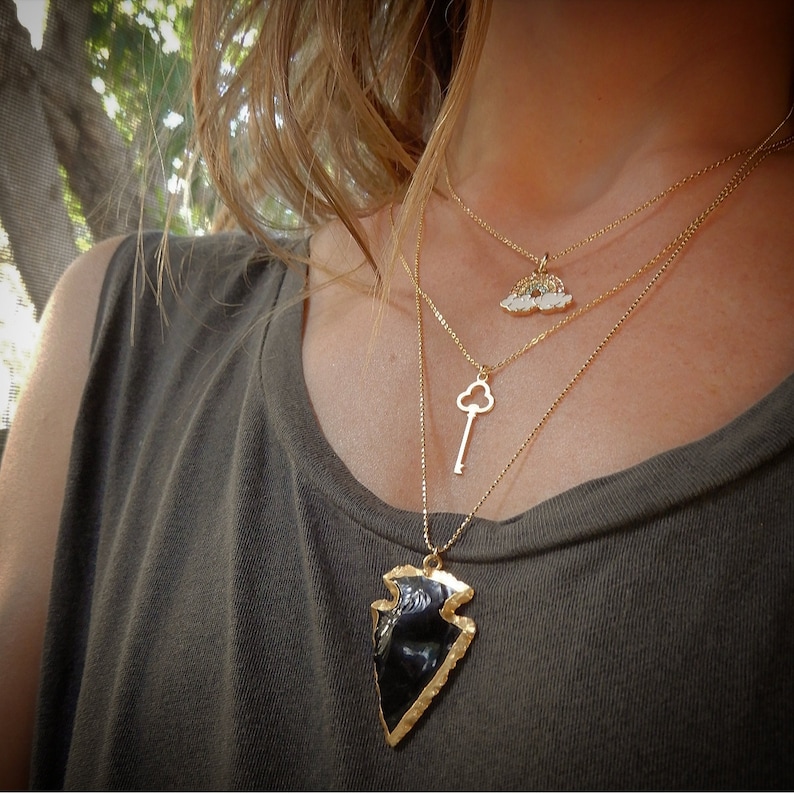 Delicate Gold Plated 18'' Key Pendant Chain Necklace - Etsy